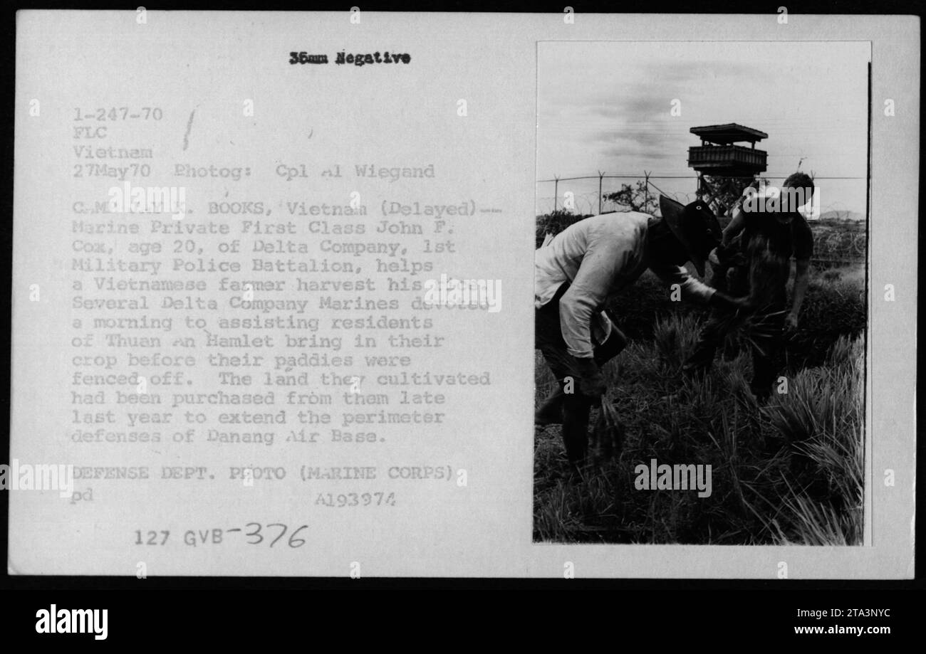 Marine Pfc. John F. Cox of Delta Company, 1st Military Police Battalion ...