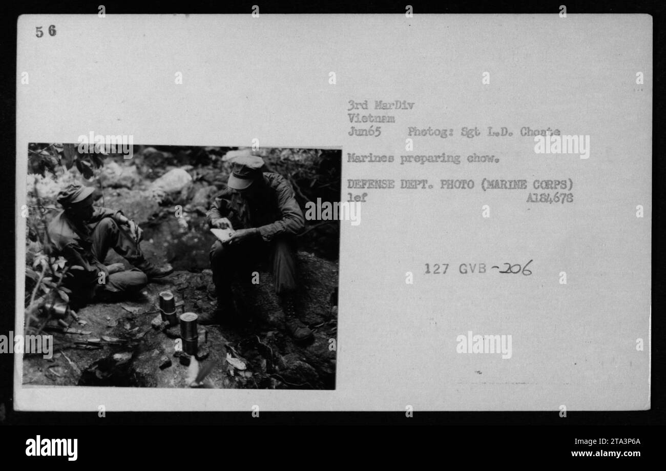 In June 1965, Marines of the 3rd Marine Division prepared meals in ...