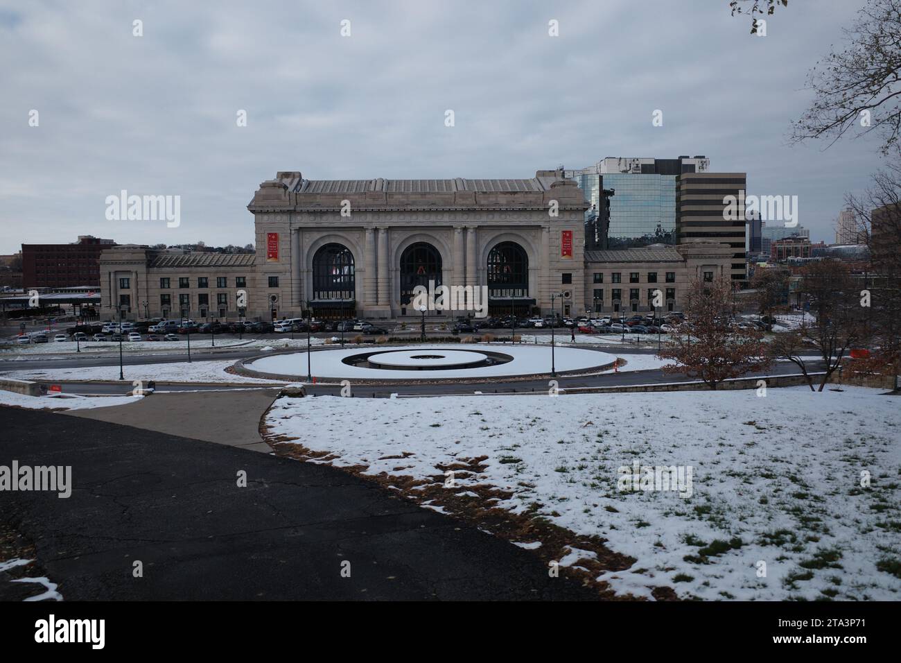 Kansas City, Missouri - November 26, 2023: Union Station on a snowy ...