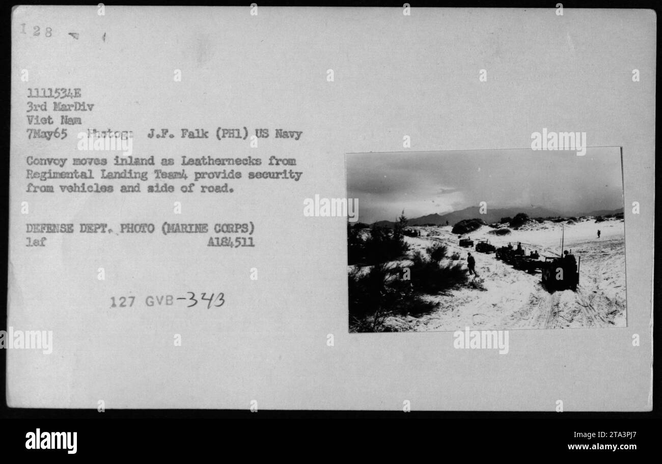 A US Navy convoy moves inland on May 7, 1965, in Vietnam with U.S ...