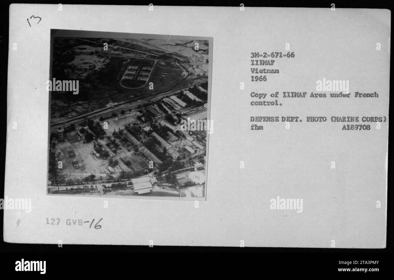 Aerial view of the III MAF area in Vietnam under French control in 1966 ...