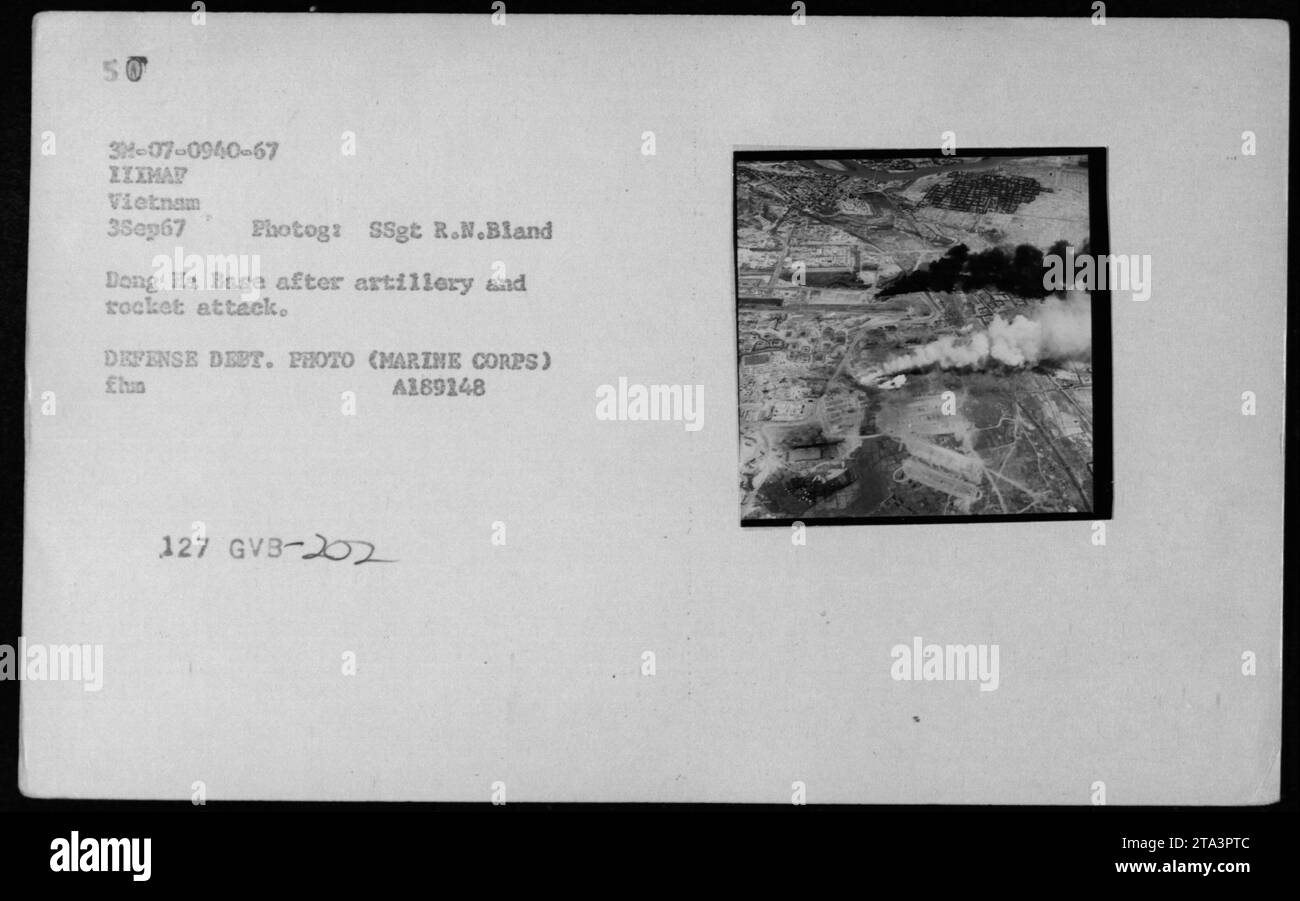 Image from September 3, 1967, shows the aftermath of an artillery and ...