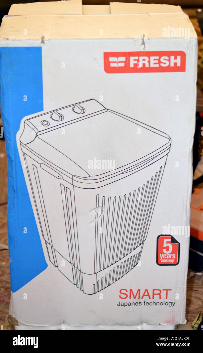 Cairo, Egypt, October 11 2023: Fresh top loading washing machine ...