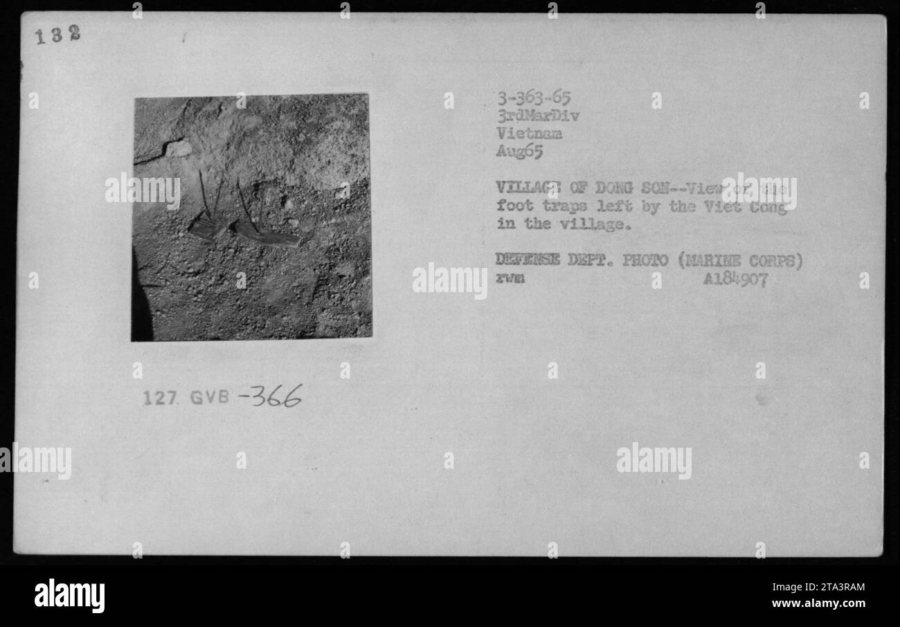 Foot traps left by the Viet Cong in the village of Dong Son during the ...