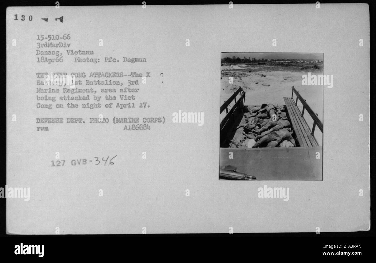 Viet Cong attackers seen in the aftermath of an attack on the Ko ...