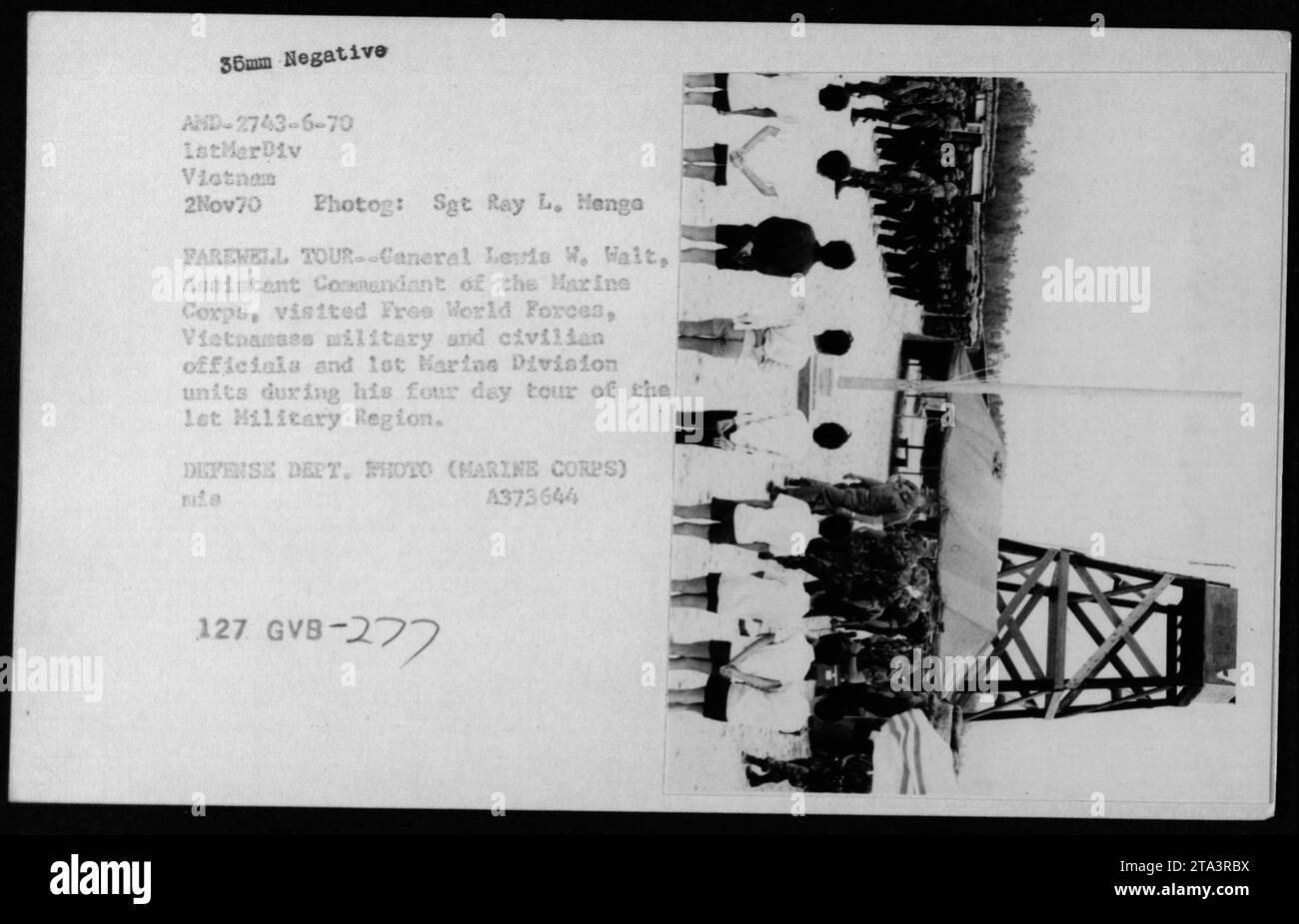 On November 2, 1970, Lt. Gen. Lewis W. Walt conducted a farewell tour ...