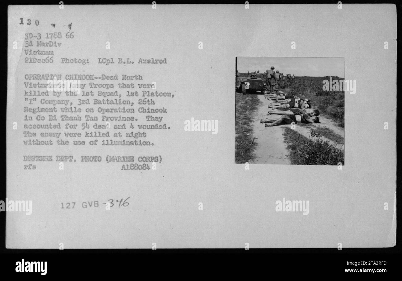 The photograph shows dead North Vietnamese Army troops killed by U.S ...