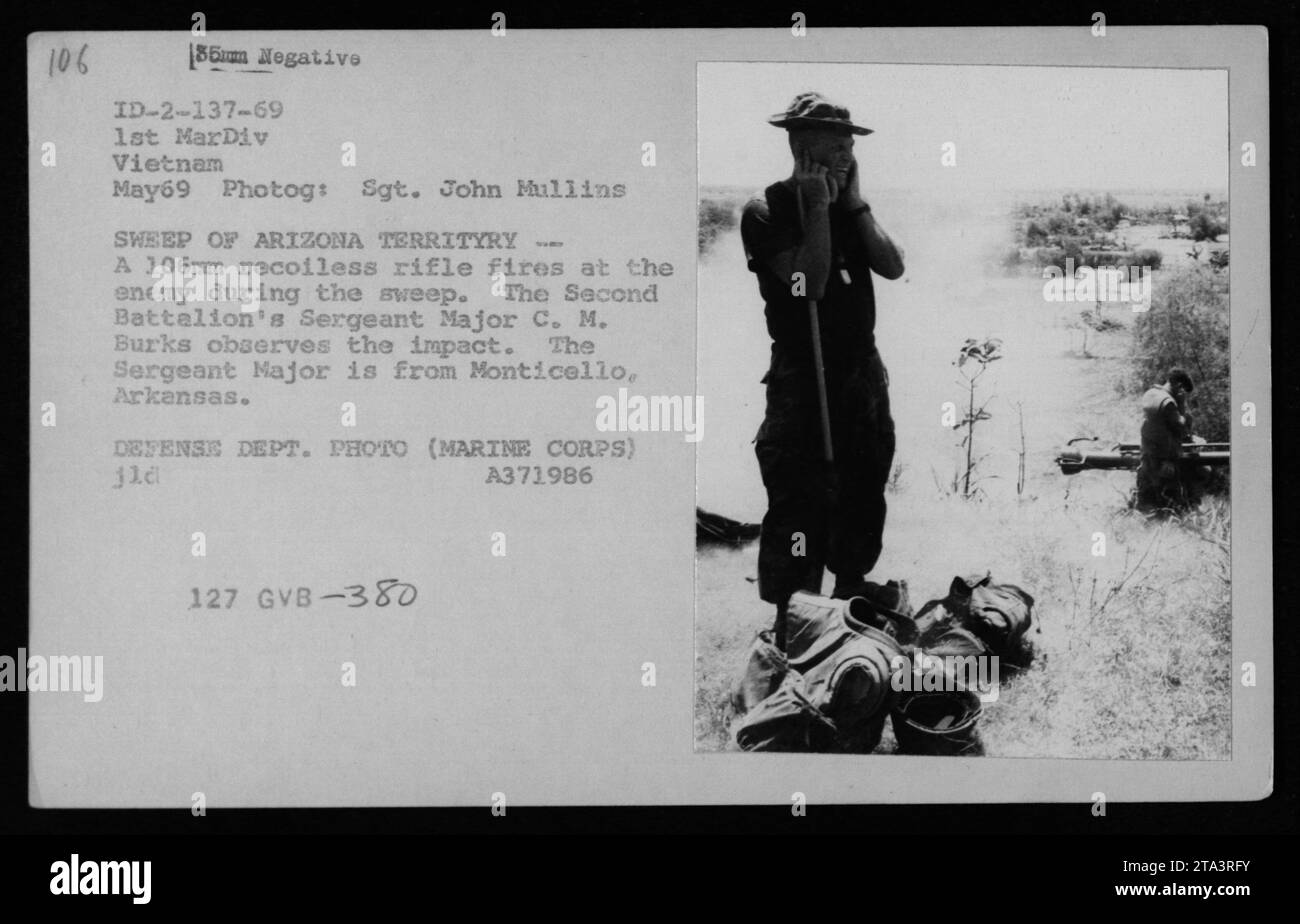 An enemy 106mm recoilless rifle is fired during a sweep in Arizona ...