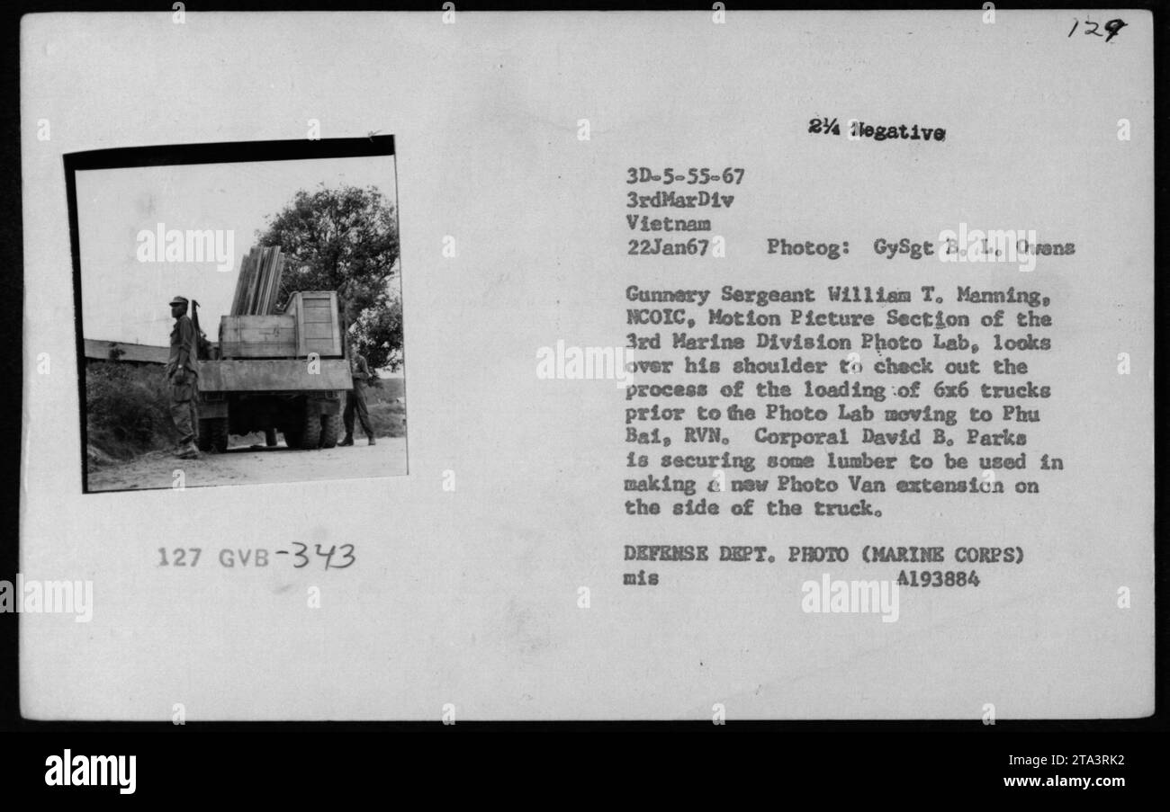 Gunnery Sergeant William T. Manning, NCOIC of Motion Picture Section ...