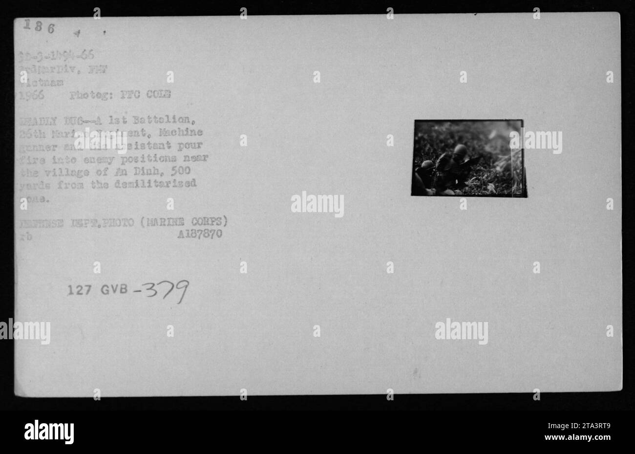 In 1966, a US Marine machine gunner and his assistant laid suppressing ...