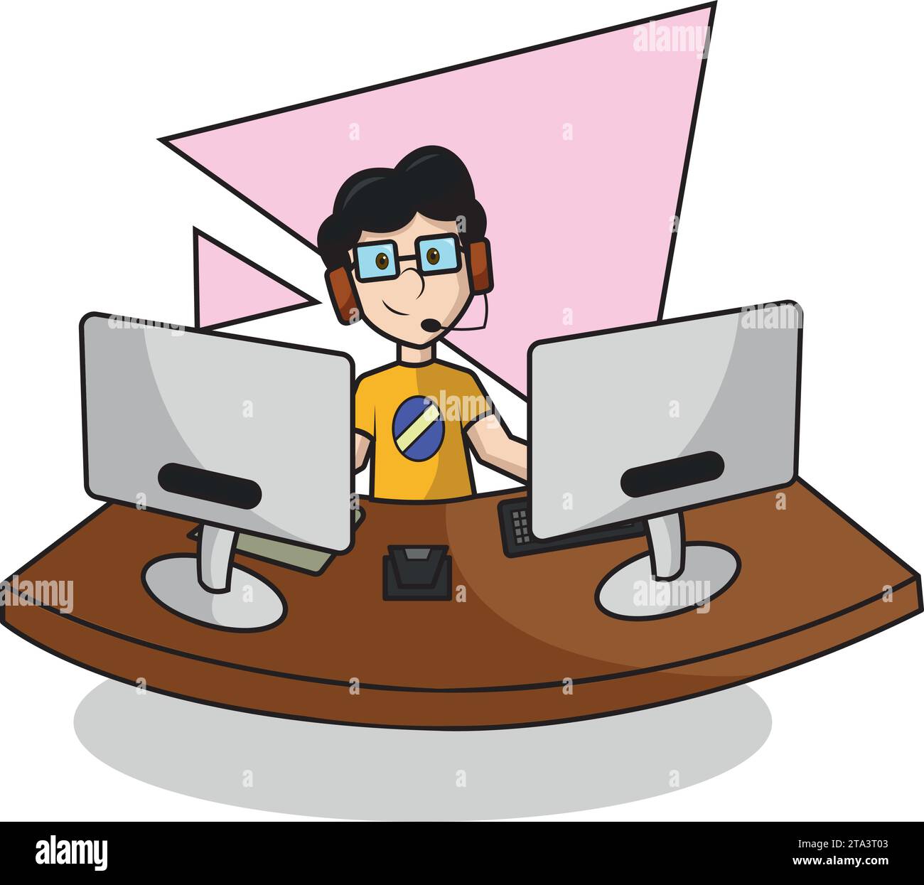 Isolated boy gamer character playing on a computer Vector Stock Vector ...