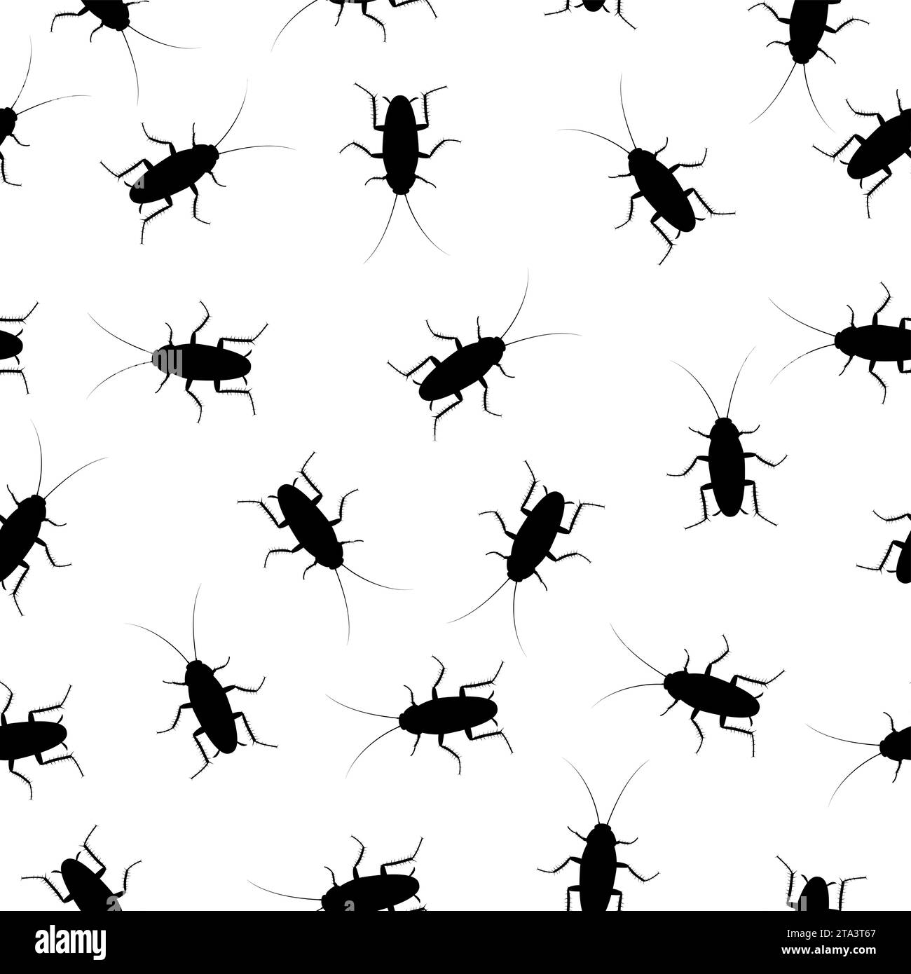 Cockroach insect seamless pattern background, Pest bug top view. Flat ...