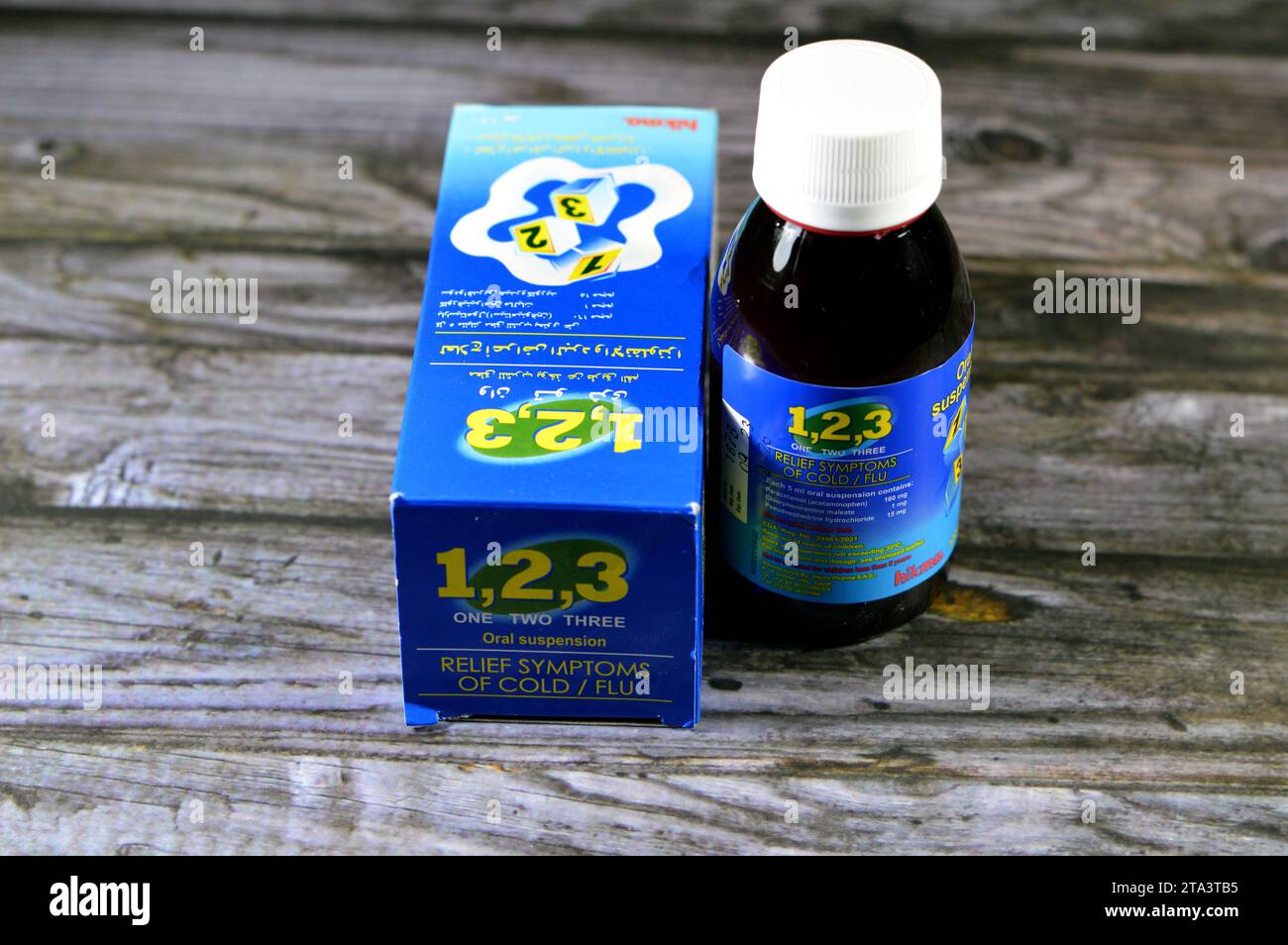 Cairo, Egypt, November 20 2023: One Two Three 123 cold flu oral ...