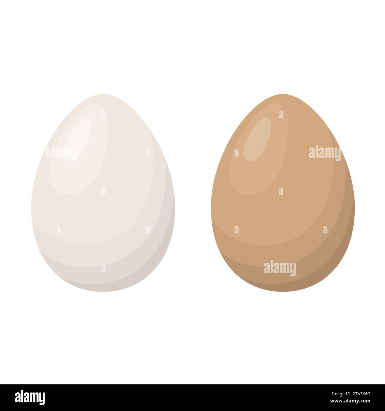 White and brown whole chicken eggs isolated on white background. Dark ...