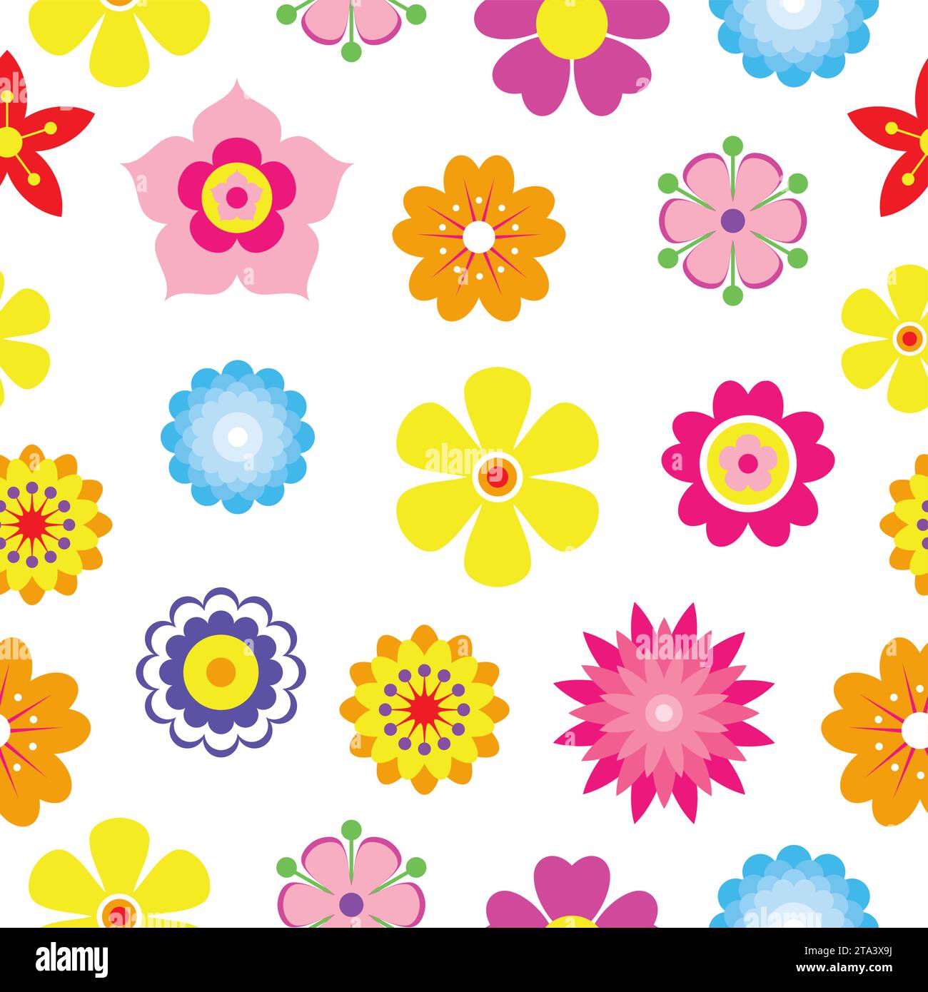 Spring flowers seamless pattern background. Simple colorful floral ...