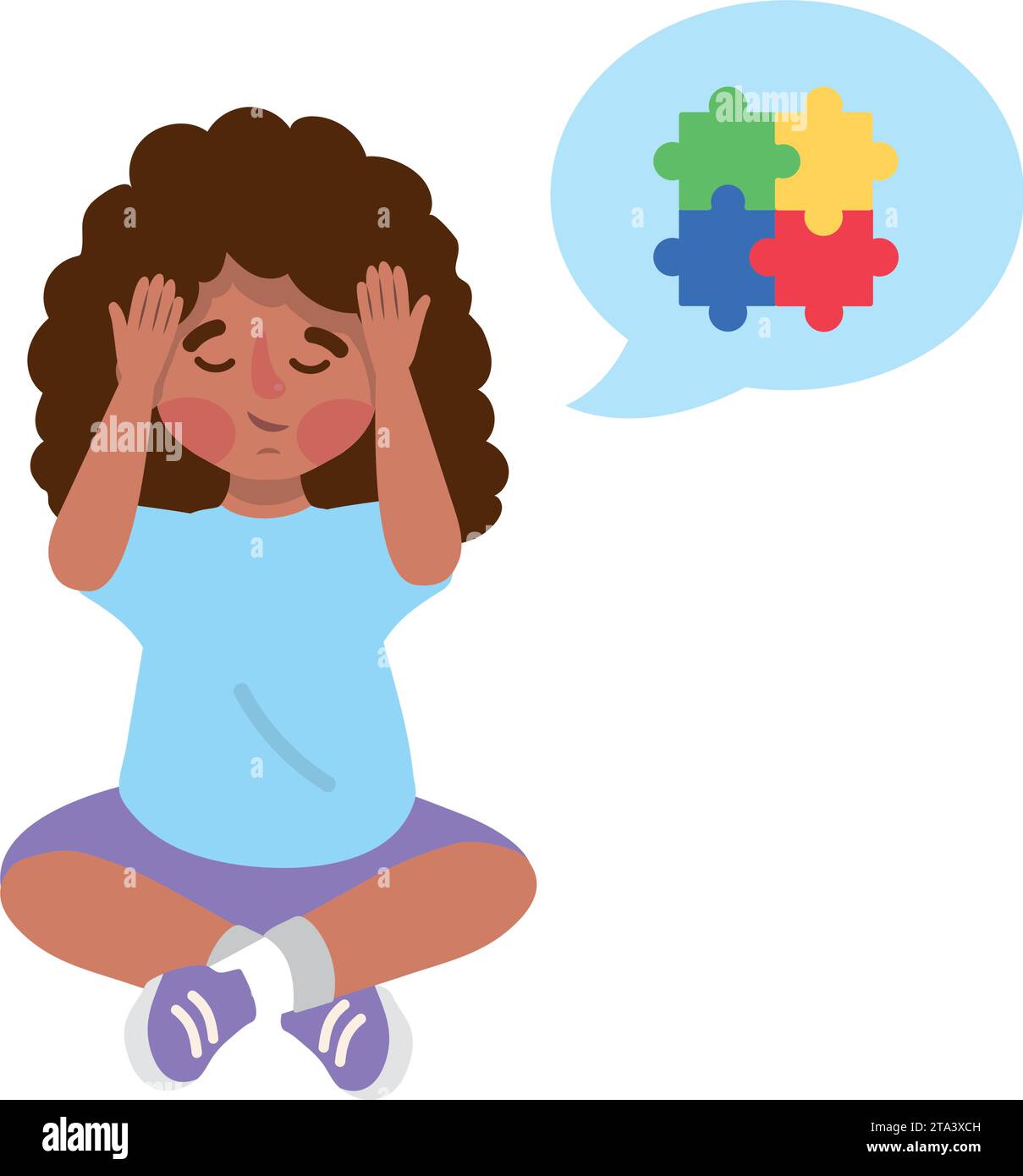 autism girl anxiety Stock Vector Image & Art - Alamy