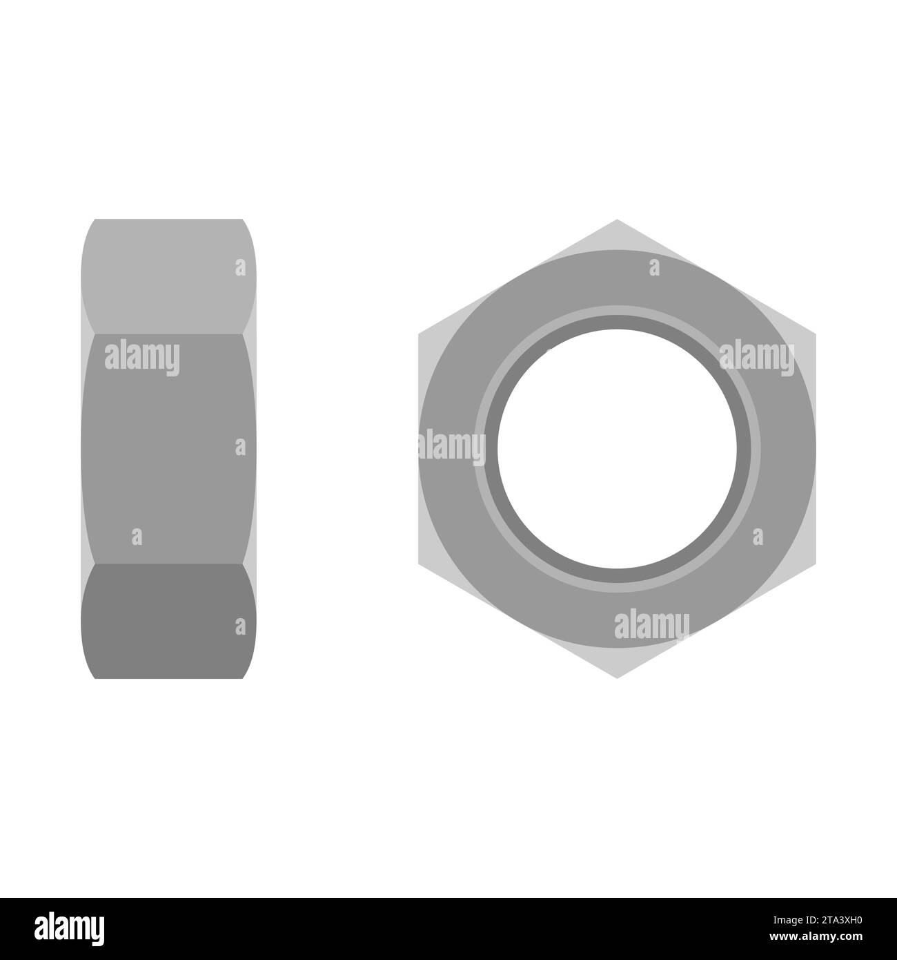 Metal hexagonal nut icon isolated on white background. Metal female screw. Nut bolt. Vector ...