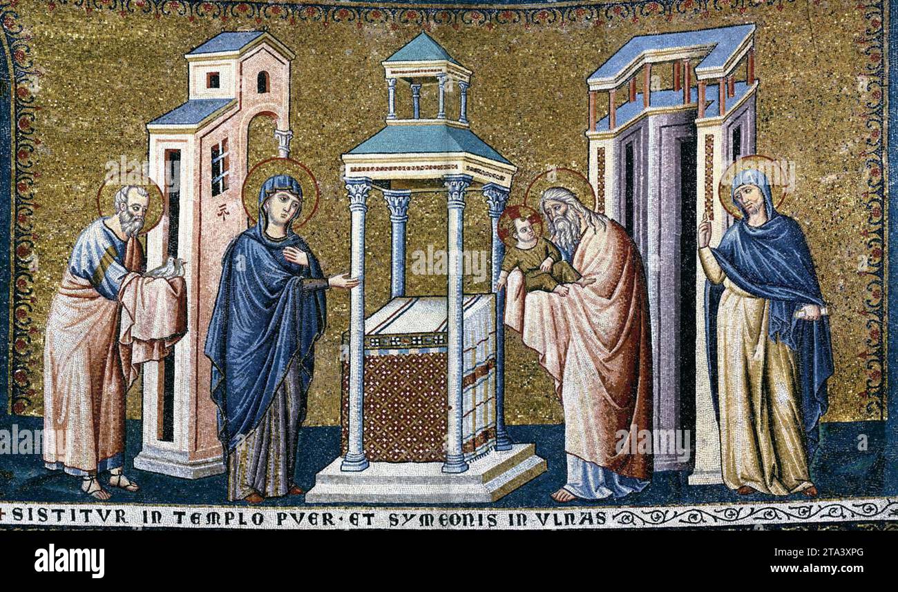 Apse: 5. Presentation in the Temple 1296-1300 by Pietro Cavallini Stock ...