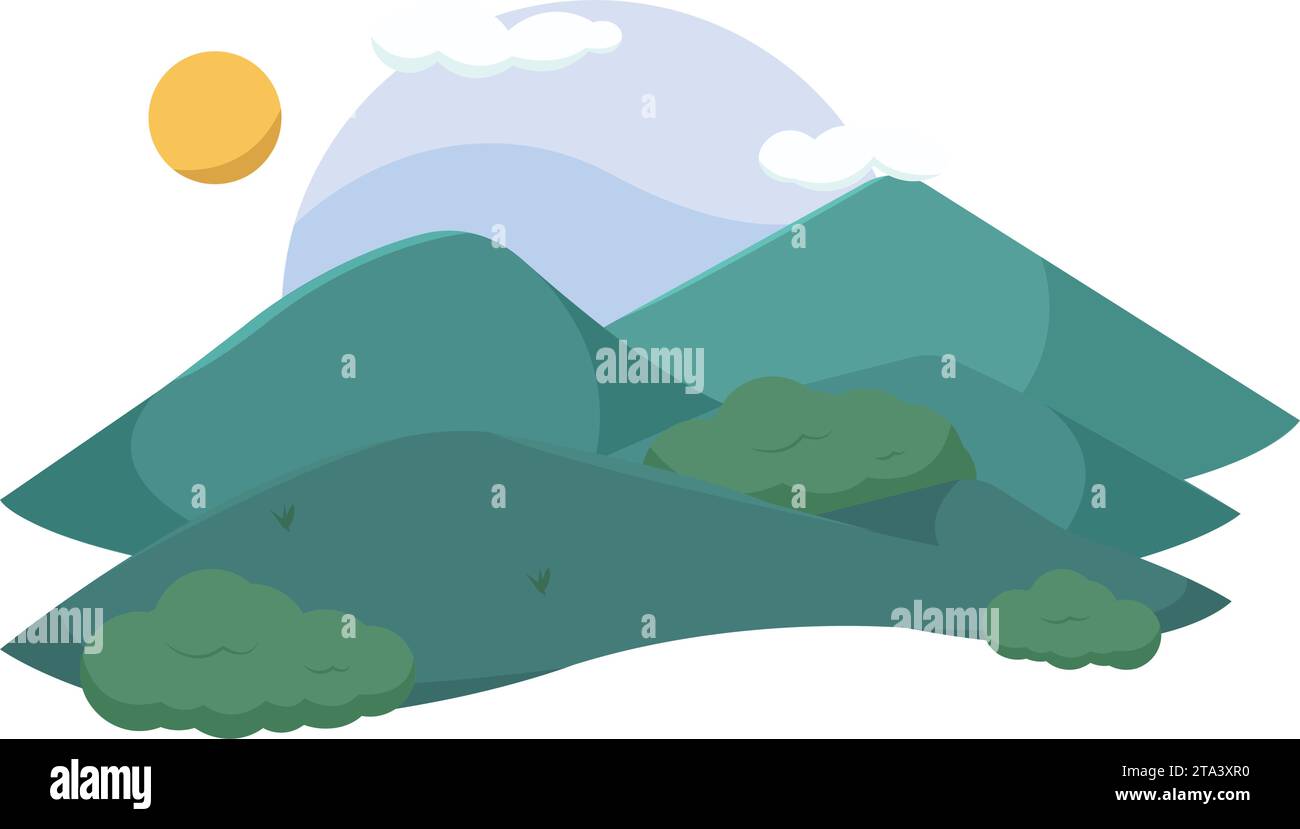 Isolated cold natural landscape with hills and trees Vector Stock ...