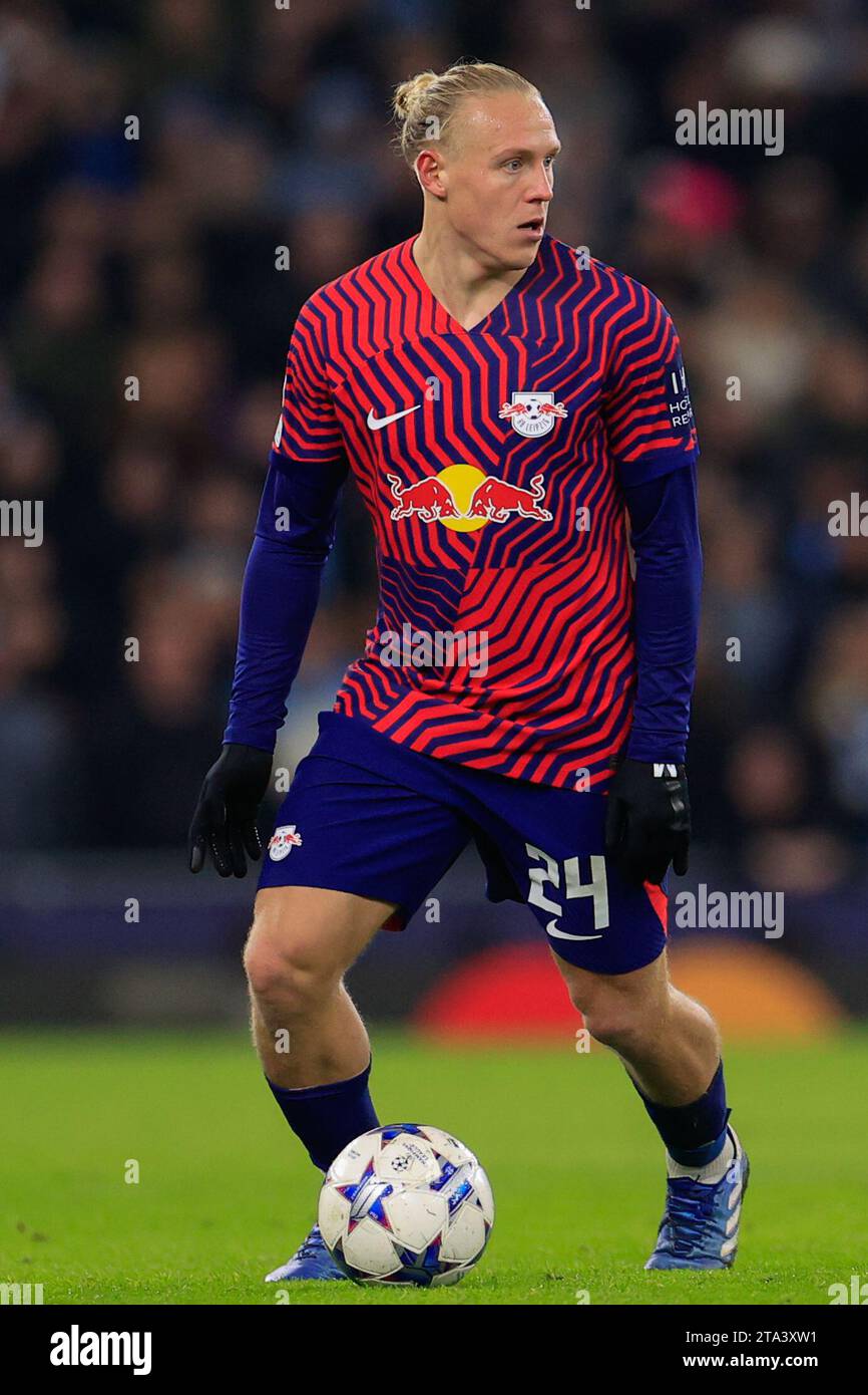 Xaver Schlager #24 of RB Leipzig in action during the UEFA Champions ...