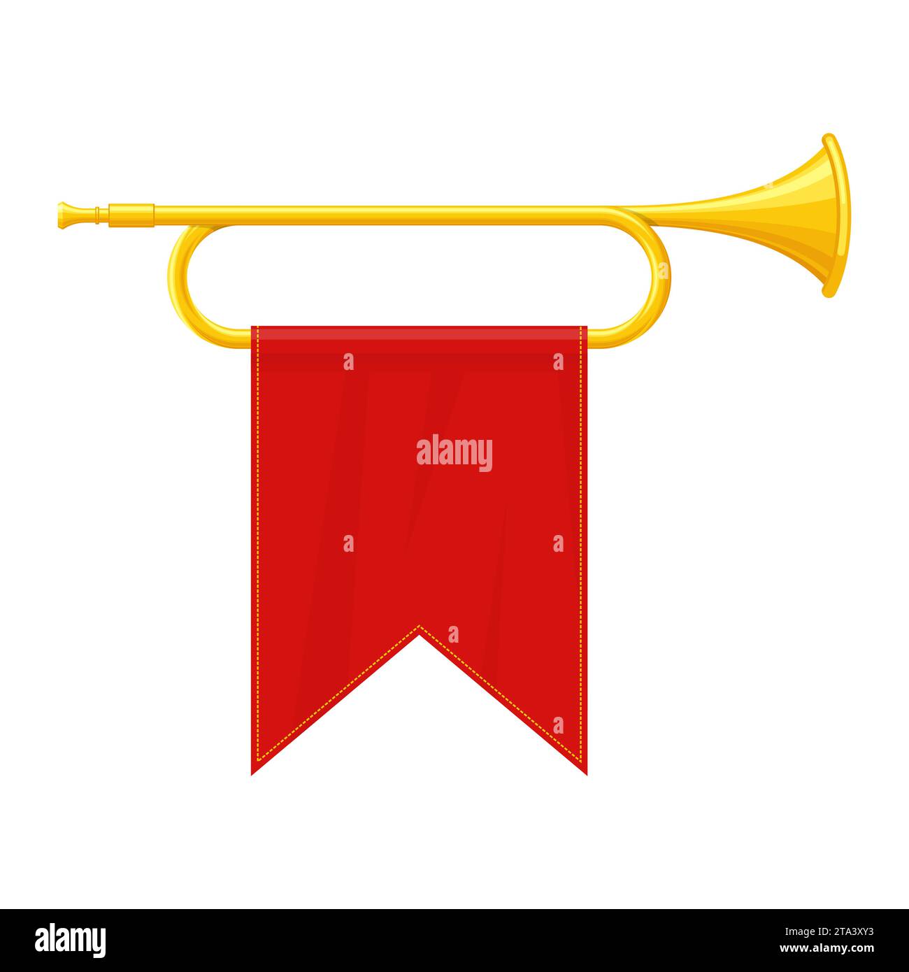 Golden horn trumpet musical instrument isolated on white background ...