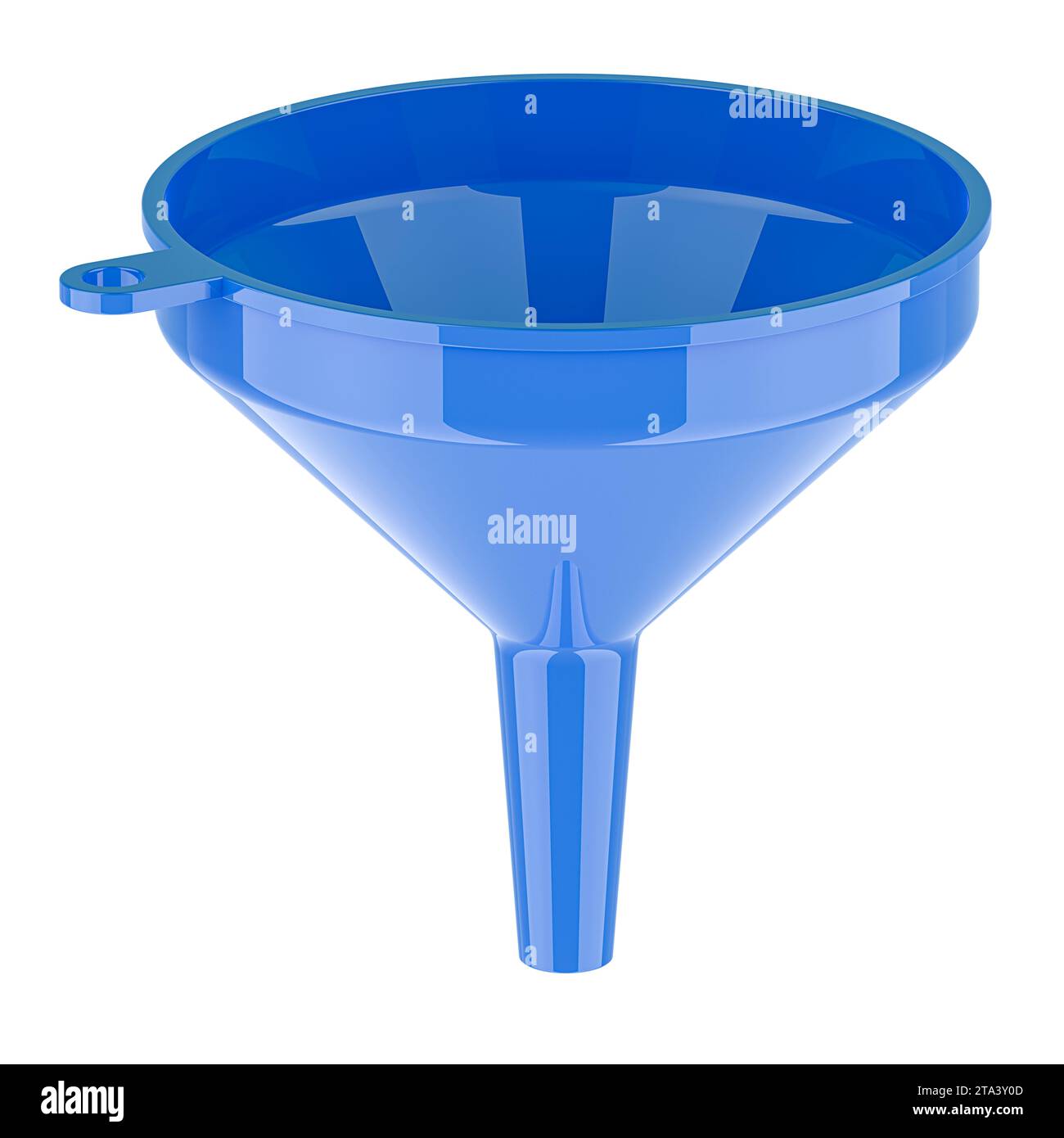Blue plastic funnel, 3D rendering isolated on white background Stock ...