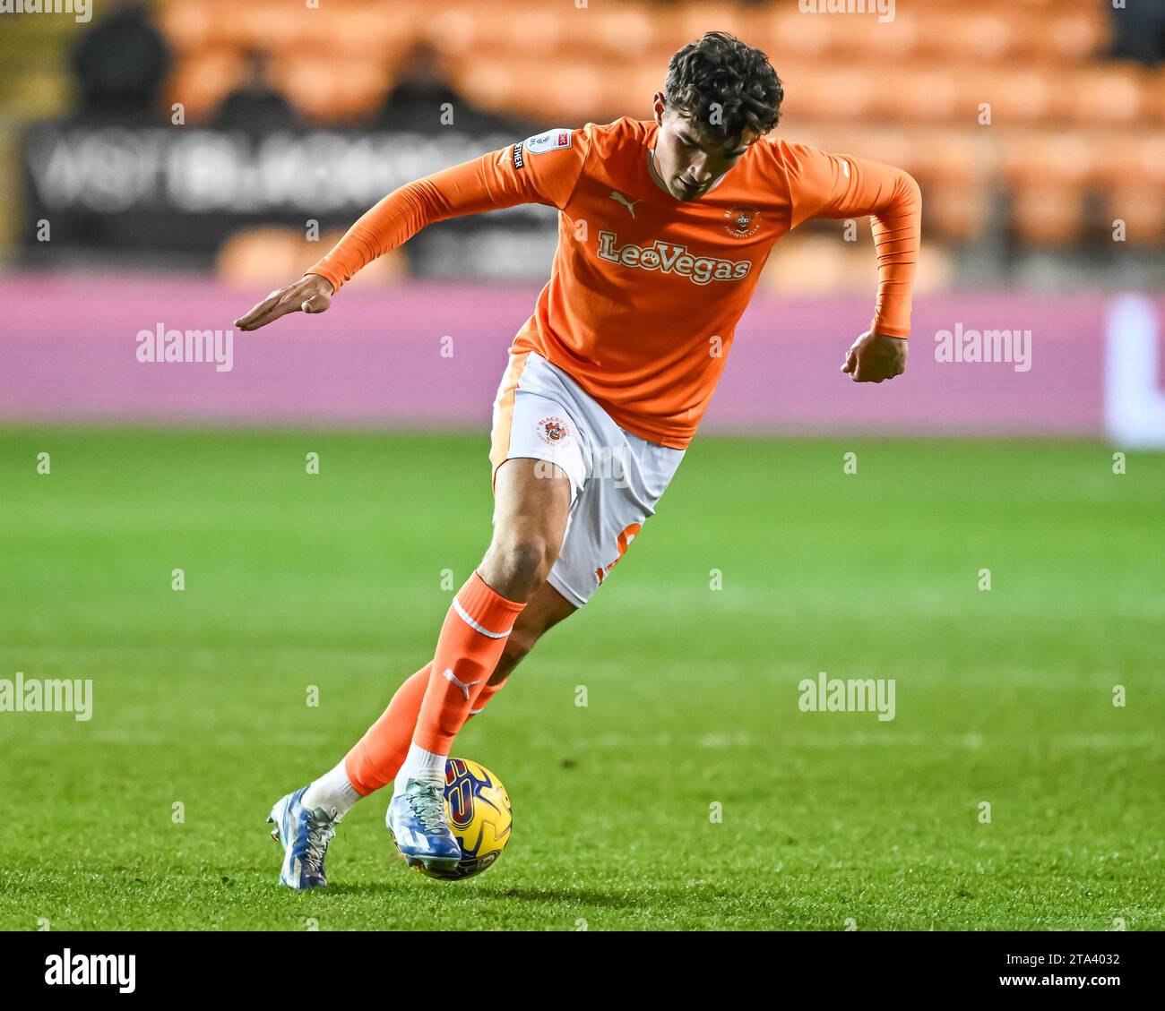Kyle Joseph #9 of Blackpool in action during the Sky Bet League 1 match ...