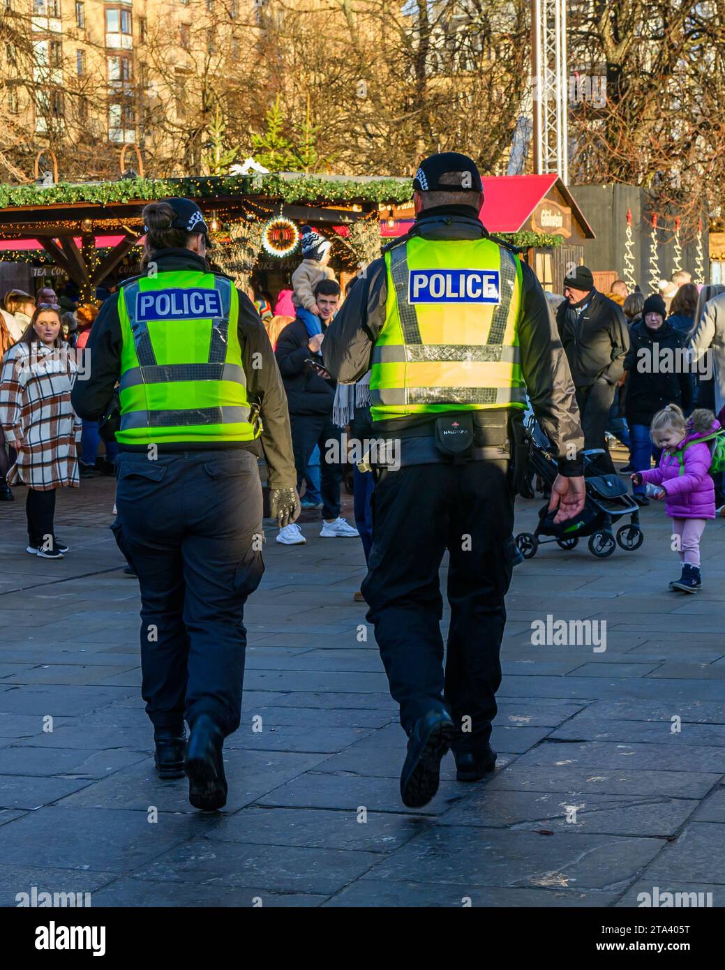 Police Scotland Male & Female Officers Patrolling Edinburgh Christmas ...