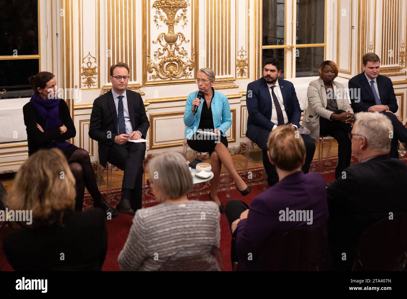 Paris, France. 28th Nov, 2023. French Prime Minister Elisabeth Borne ...
