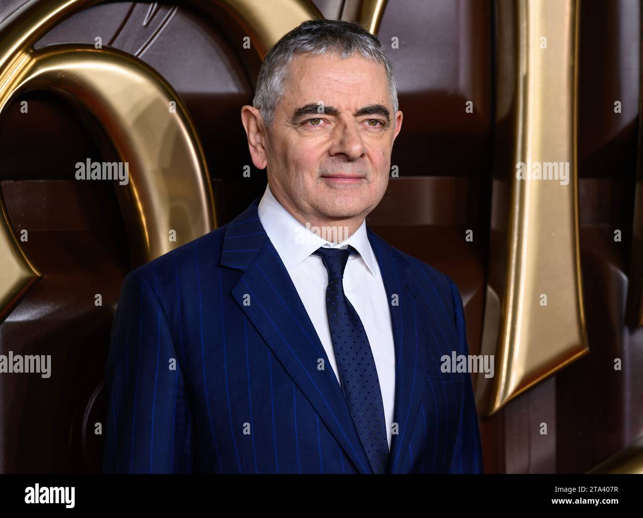 London, UK. November 28th, 2023. Rowan Atkinson arriving at the Wonka ...