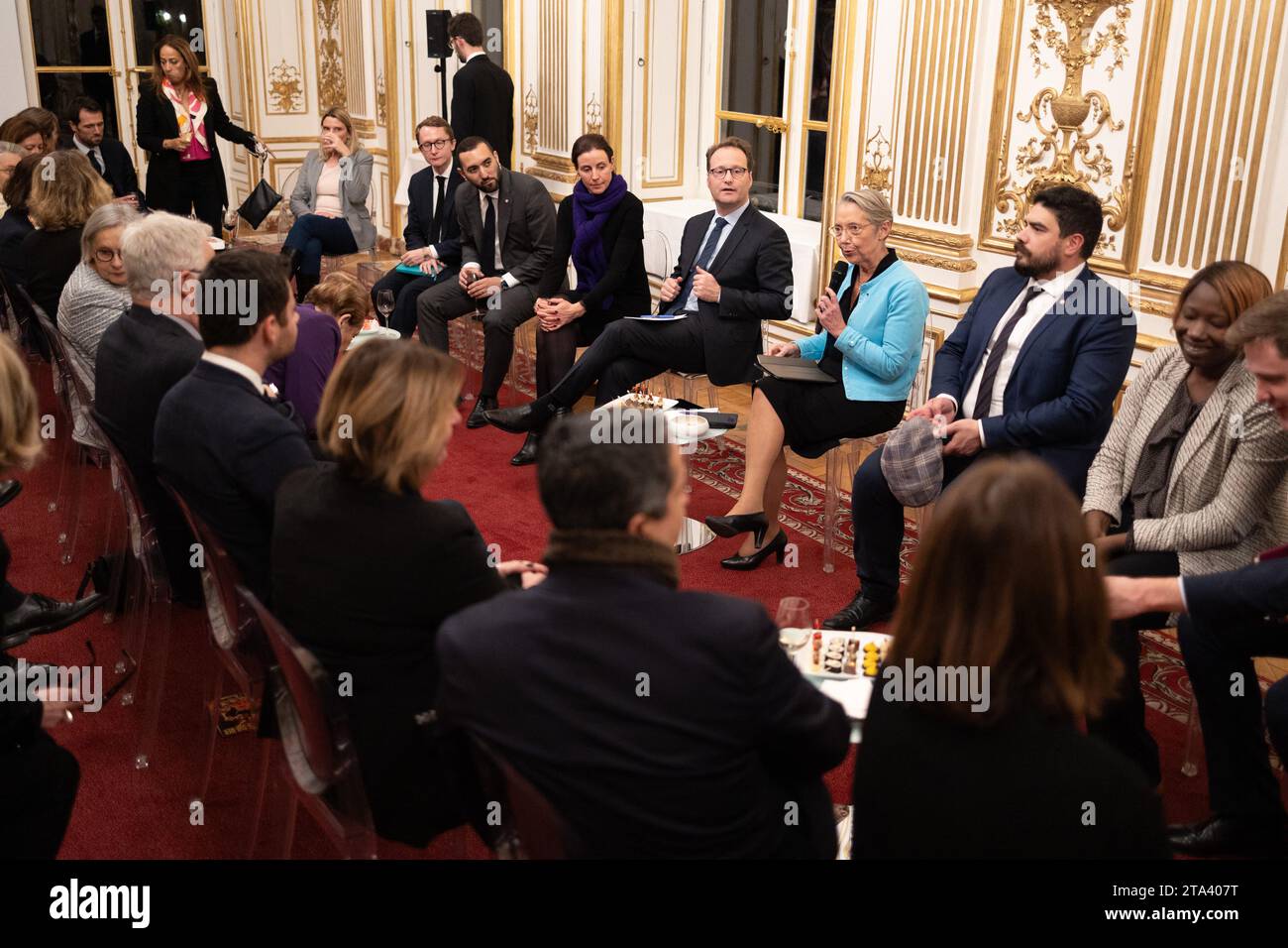 Paris, France. 28th Nov, 2023. French Prime Minister Elisabeth Borne ...