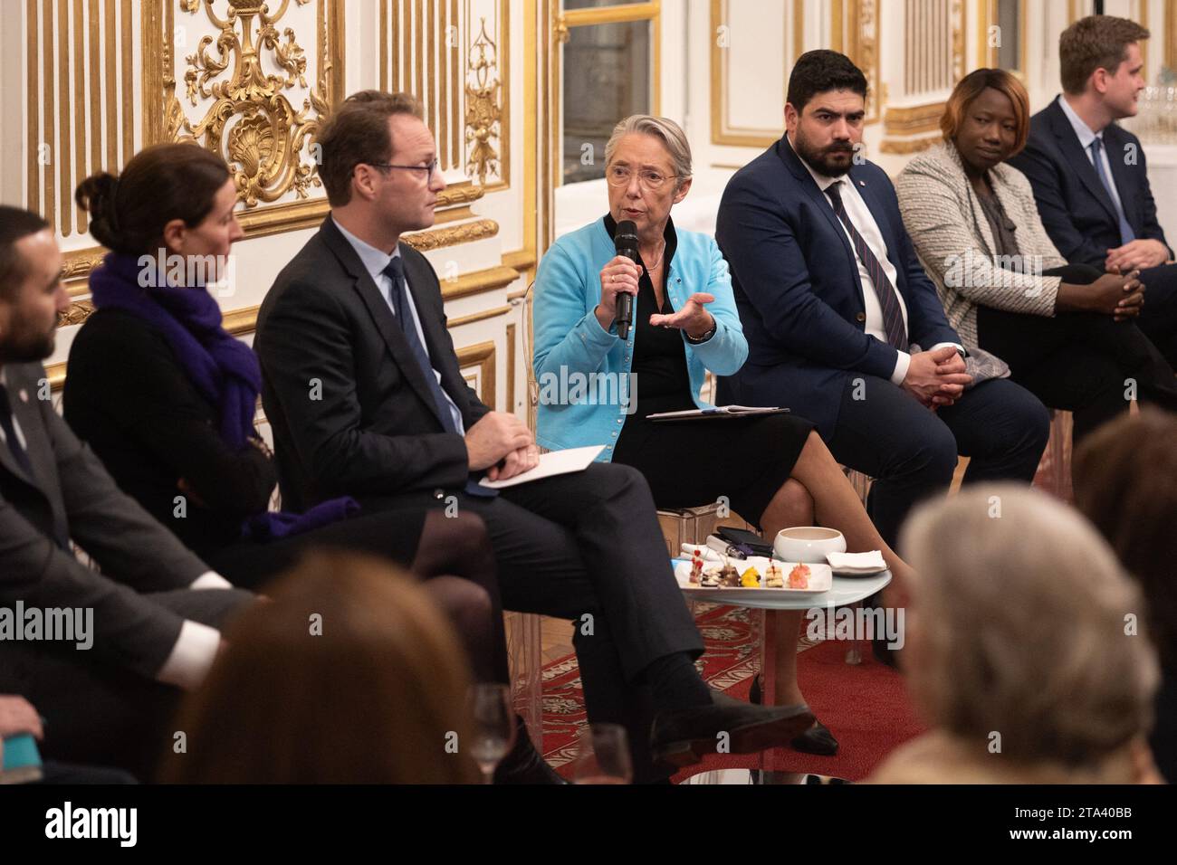 Paris, France. 28th Nov, 2023. French Prime Minister Elisabeth Borne ...