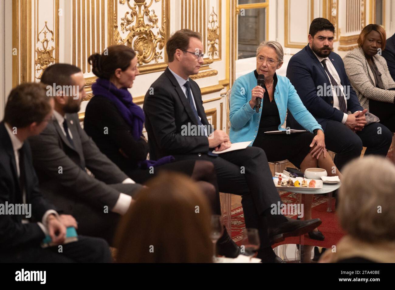 Paris, France. 28th Nov, 2023. French Prime Minister Elisabeth Borne ...