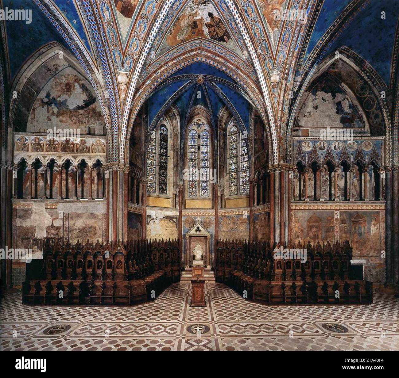 View of the transept and apse from the east 1277-80 by Cimabue Stock ...