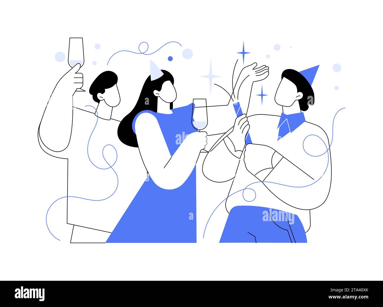 New Year party isolated cartoon vector illustrations Stock Vector Image ...