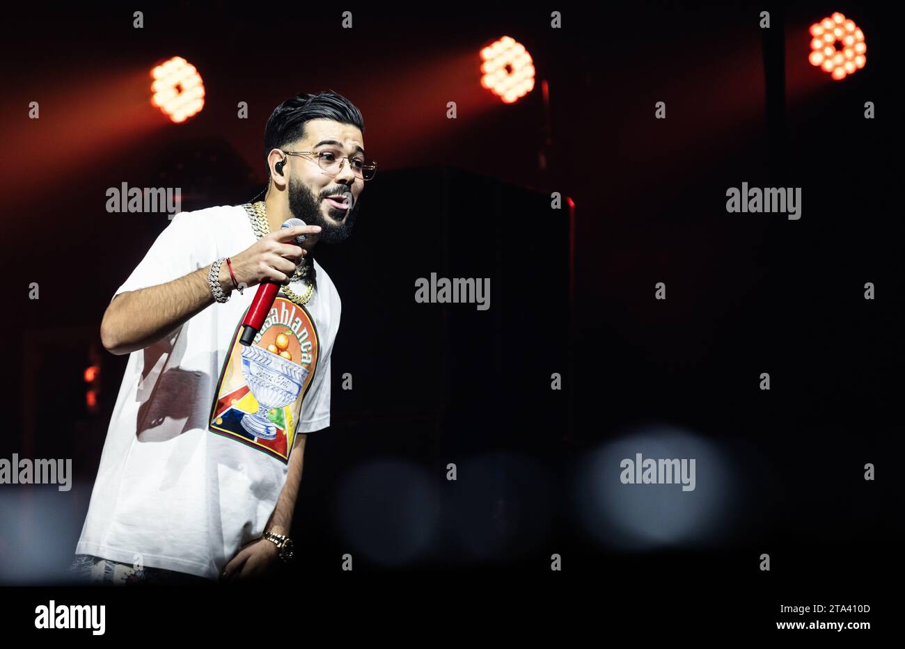 The Moroccan Antwerp singer Dystinct (born as Ilias Mansouri) during a performance in AFAS Live ...