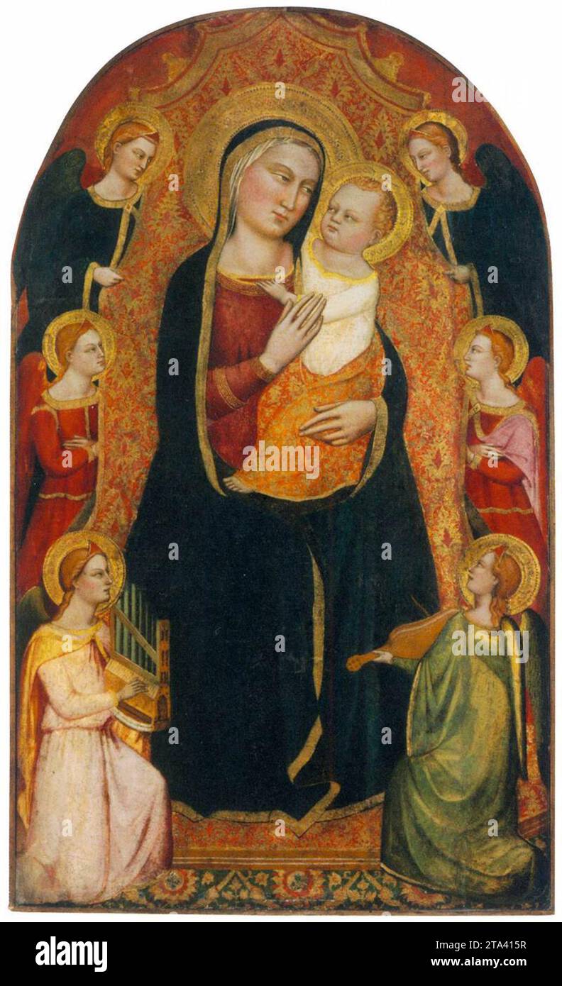 Virgin and Child Enthroned with Six Angels 1370-75 by Jacopo Di Cione Stock Photo - Alamy