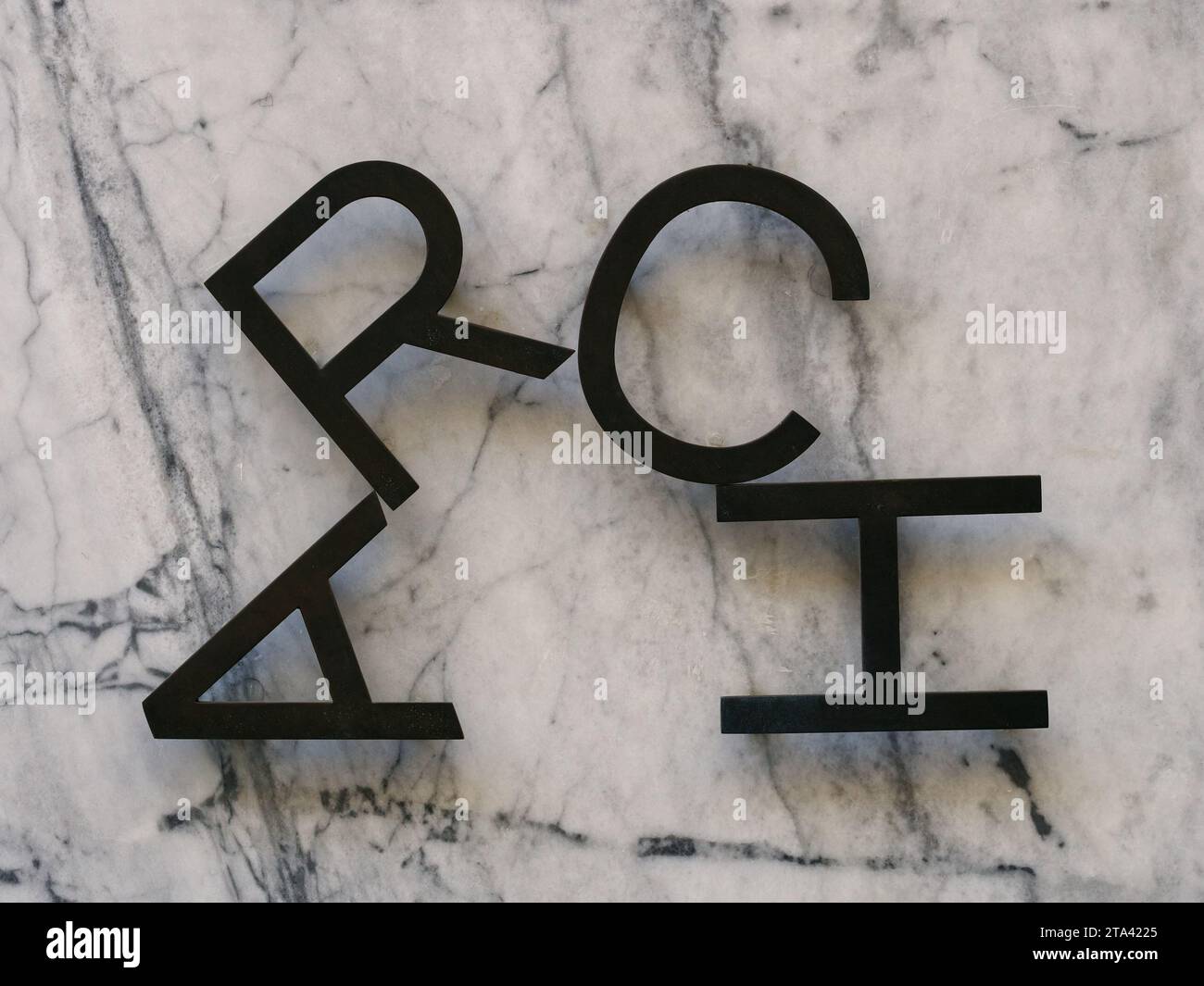Architecture text font logo over marble Stock Photo - Alamy