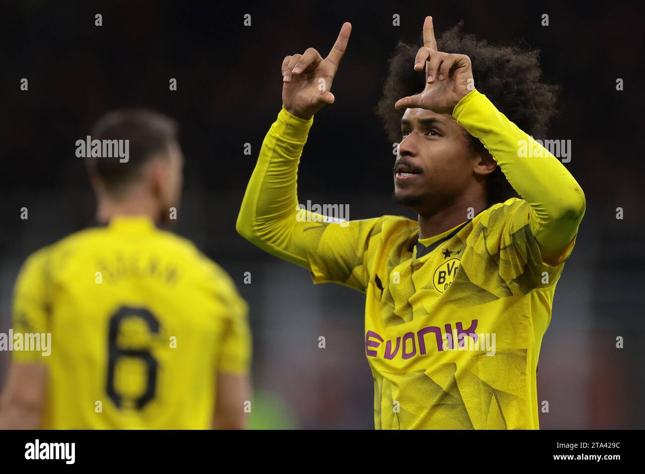 Milan, Italy. 28th Nov, 2023. Karim Adeyemi of Borussia Dortmund ...