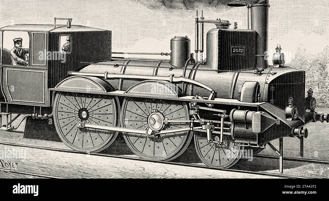 Locomotive equipped with inclined surfaces that reduce air resistance ...