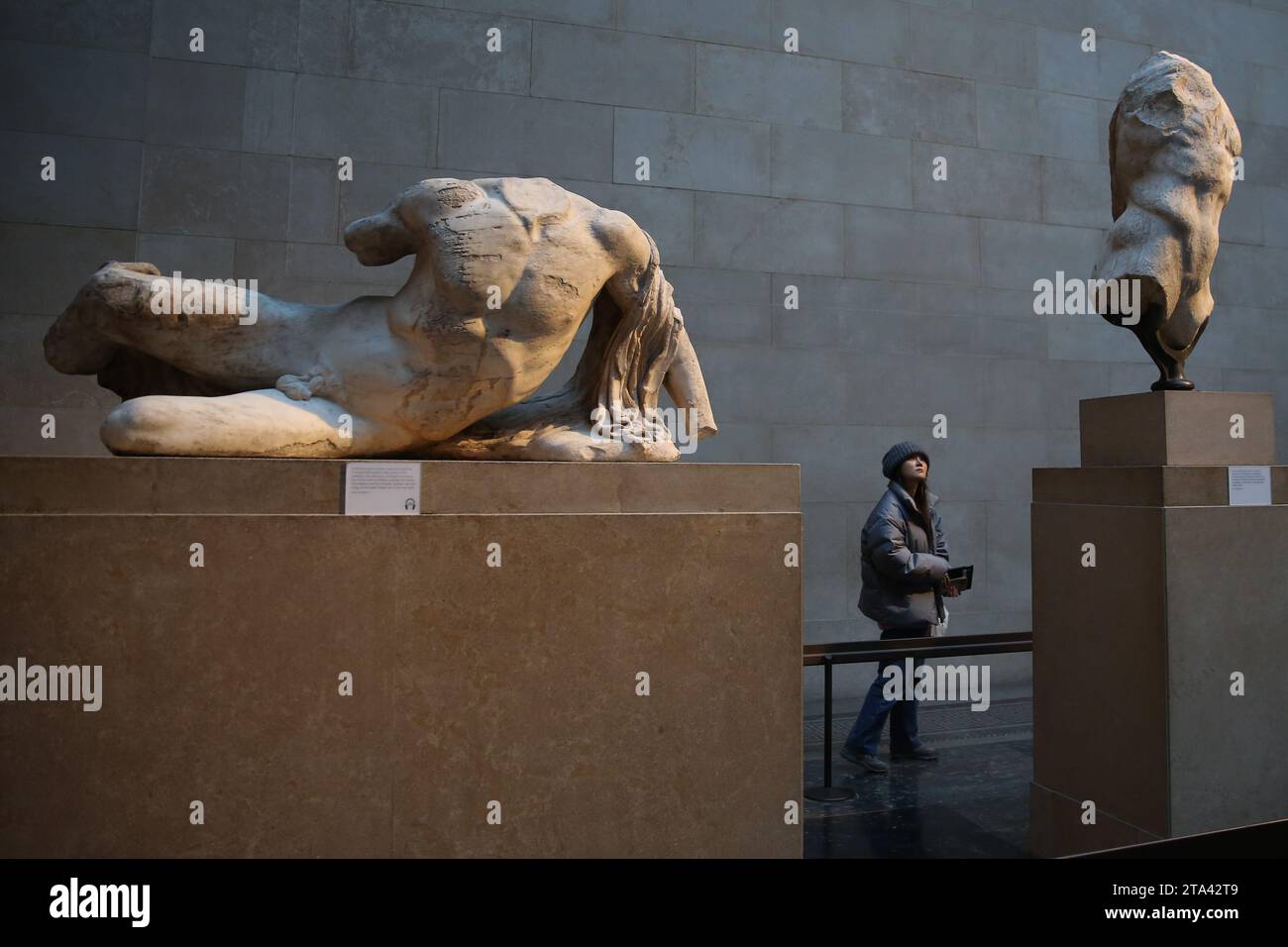A visitor views Elgin marbles also known as the Parthenon marbles, at ...