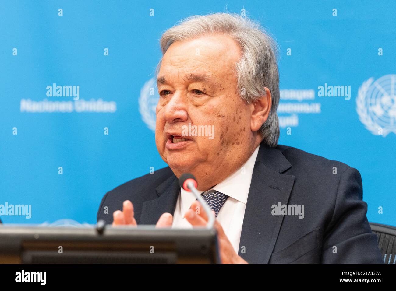 SG Antonio Guterres speaks during joint press briefing with Chairperson ...