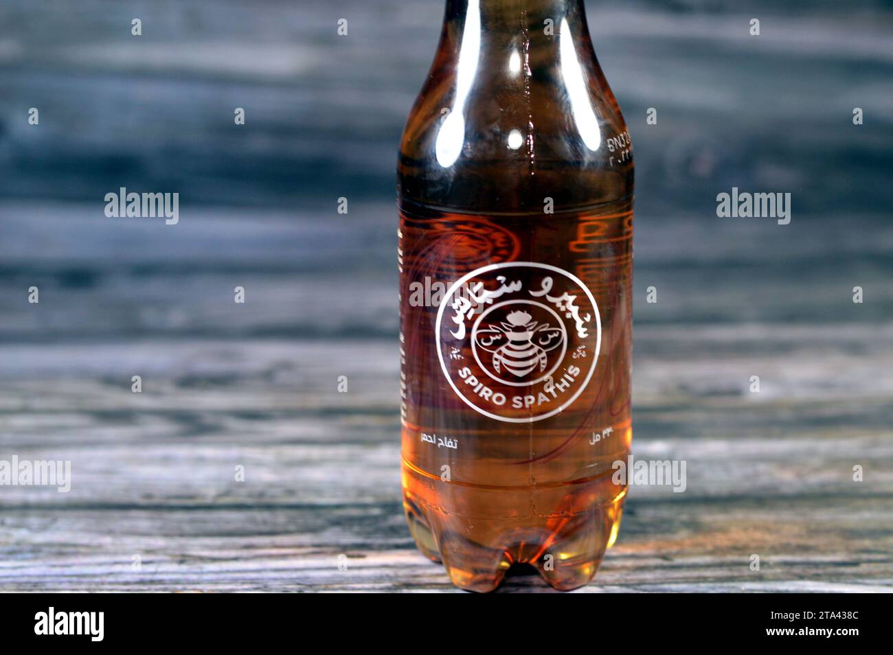 Cairo, Egypt, November 24 2023: Spiro Spathis red apple soda drink ...
