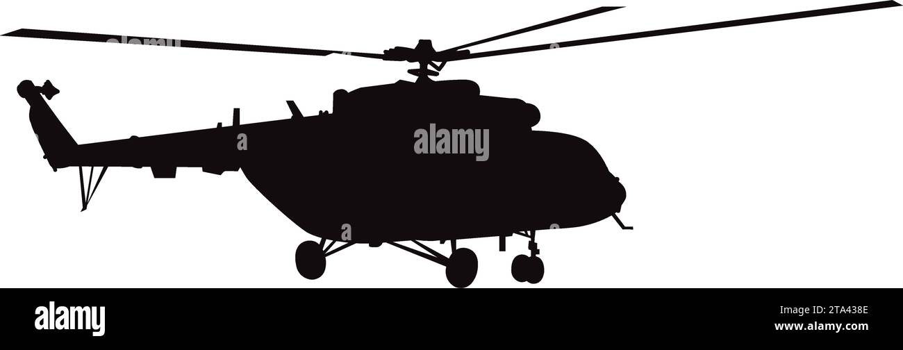 Military helicopter silhouette vector graphic in black. Vector ...