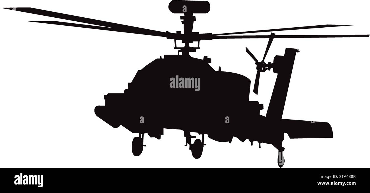 Military helicopter silhouette vector graphic in black. Vector ...