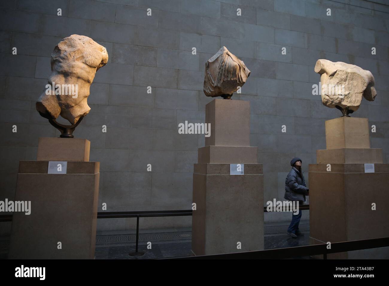 A visitor views Elgin marbles also known as the Parthenon marbles, at ...