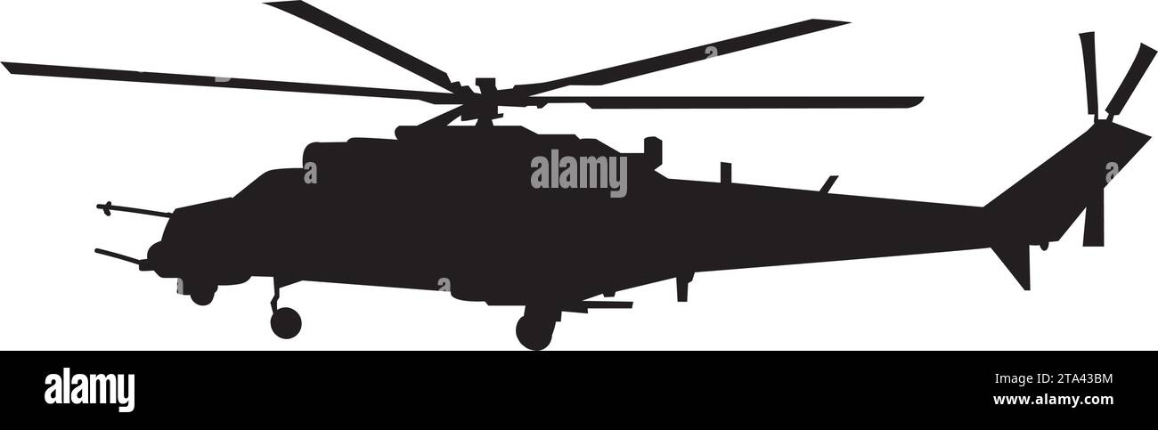 Military helicopter silhouette vector graphic in black. Vector ...