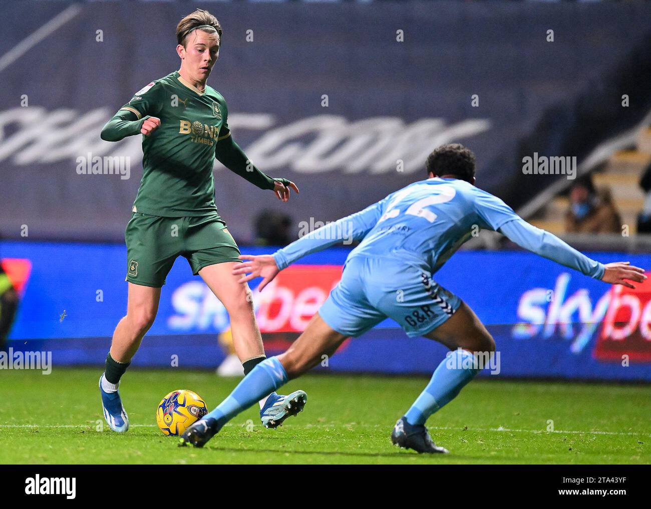 Callum Wright #11 of Plymouth Argyle on the ball during the Sky Bet ...