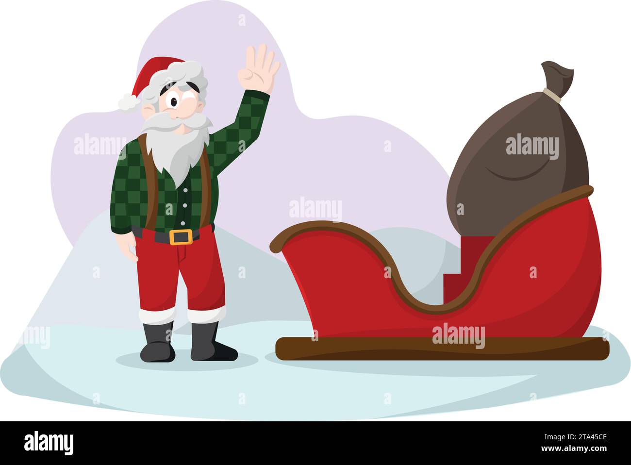 Cute christmas santa claus character next to a sledge Vector Stock ...