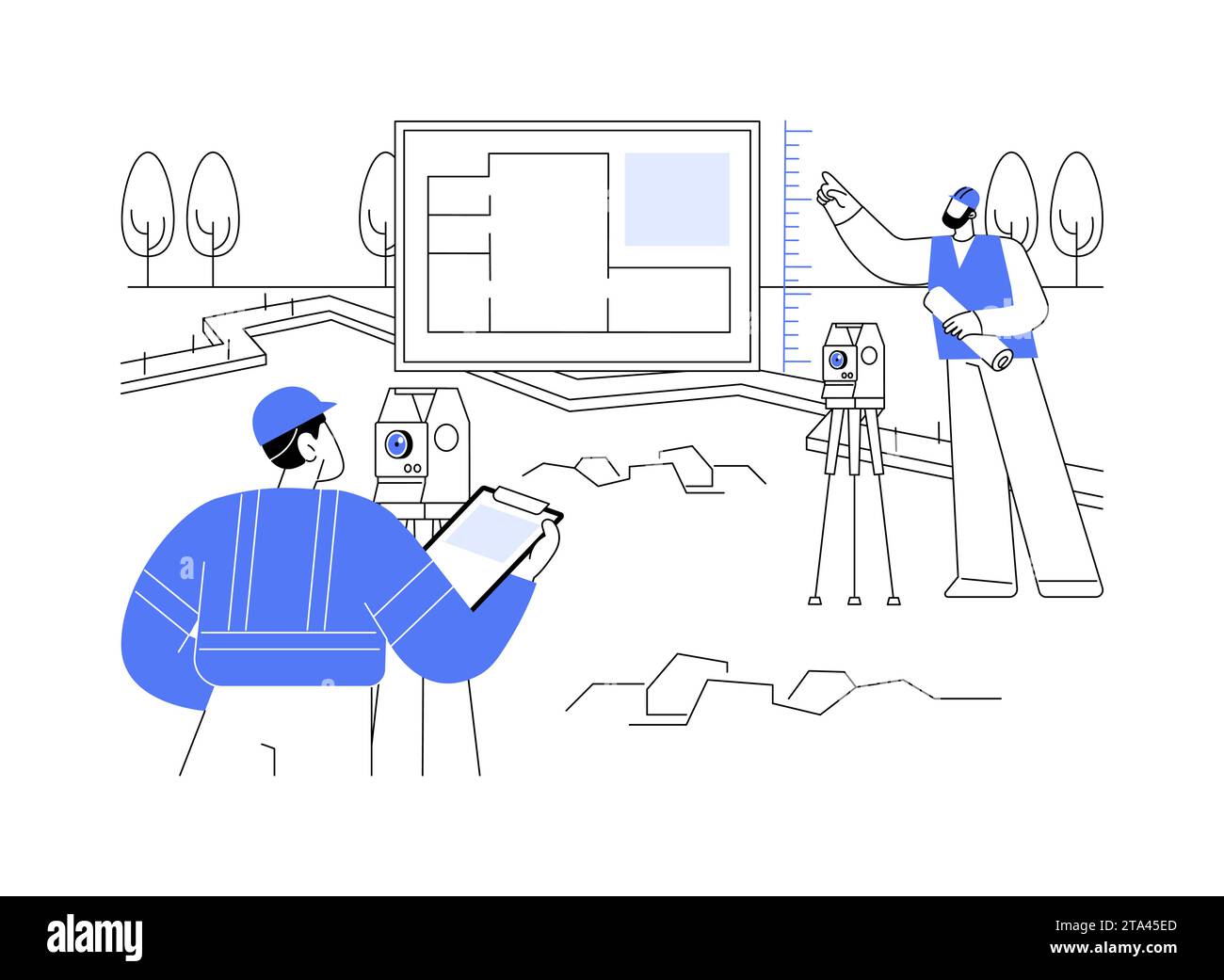 Site boundary survey abstract concept vector illustration Stock Vector ...